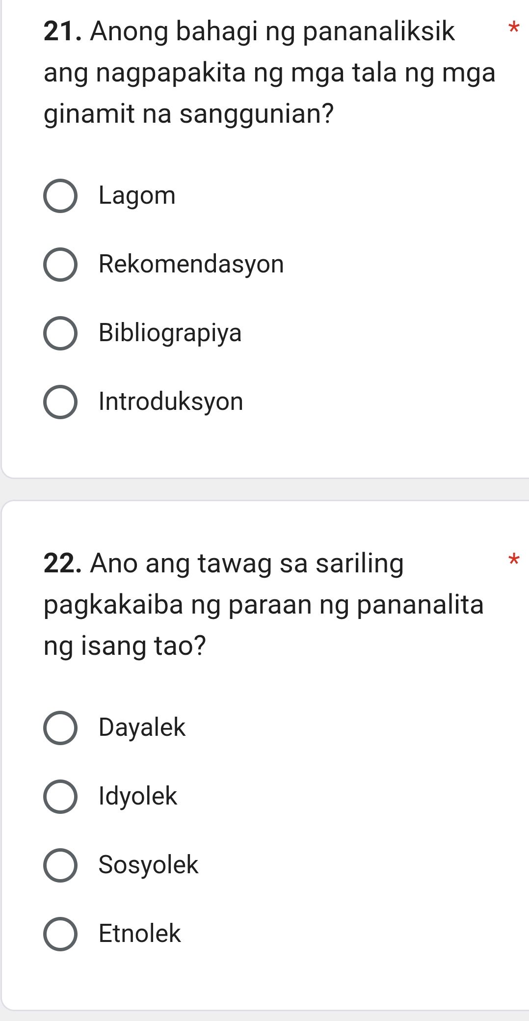 21. Anong bahagi ng pananaliksik ang | StudyX