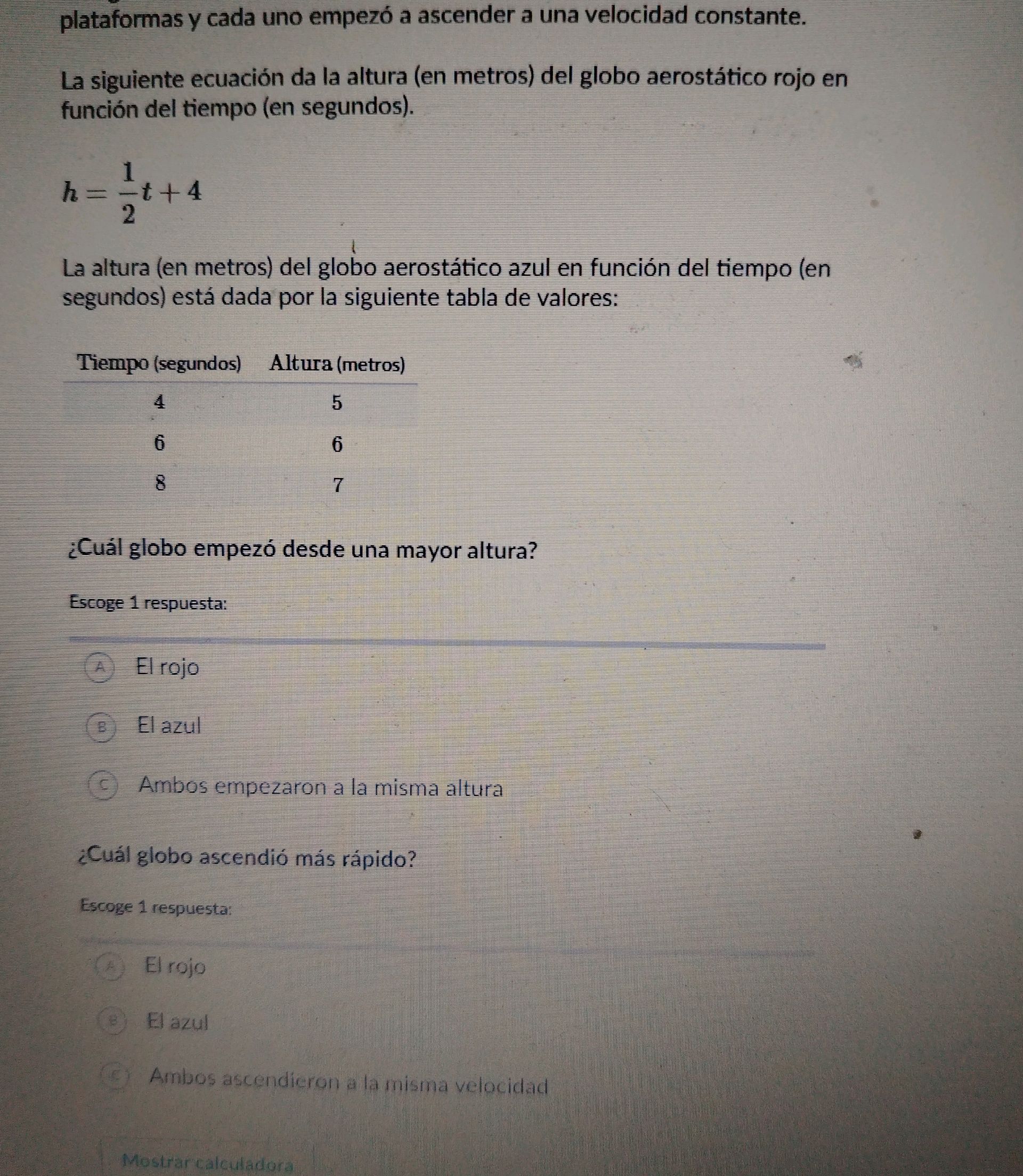 La siguiente ecuación da la altura (en