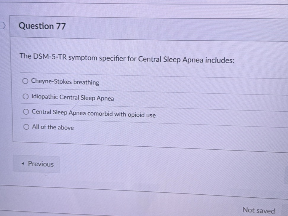 The DSM-5-TR symptom specifier for Central | StudyX