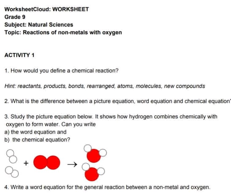 1. How would you define a chemical reaction? | StudyX