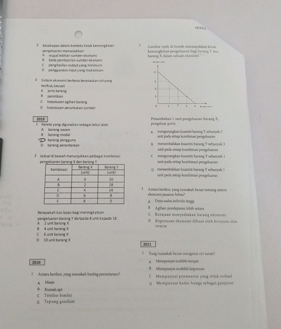2. Kecekapan dalam konteks keluk kemungkinan | StudyX