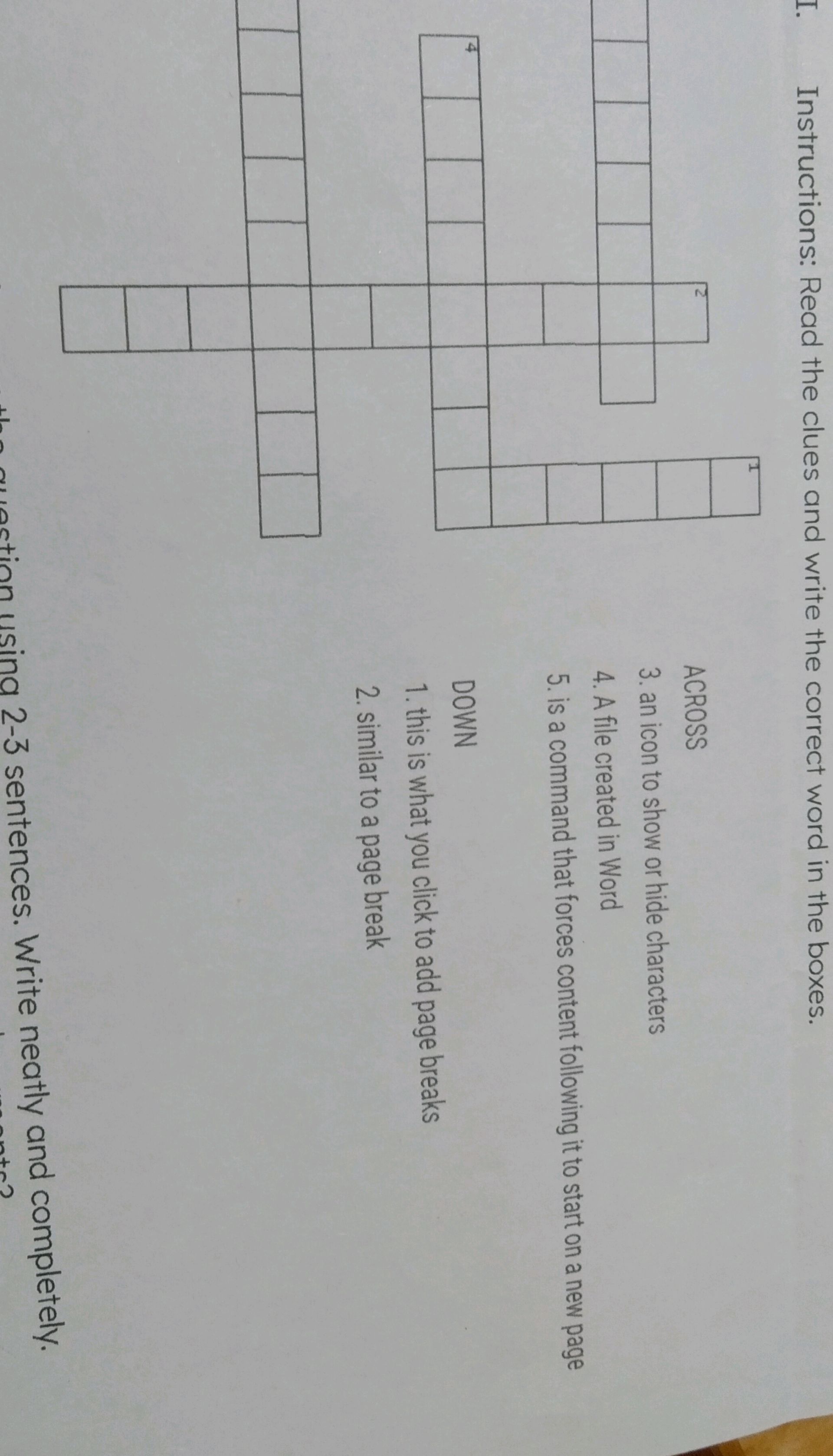 Instructions: Read the clues and write the | StudyX