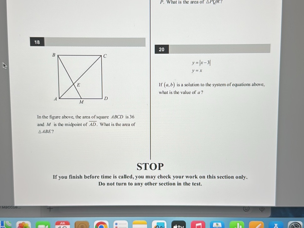 In the figure above, the area of square | StudyX