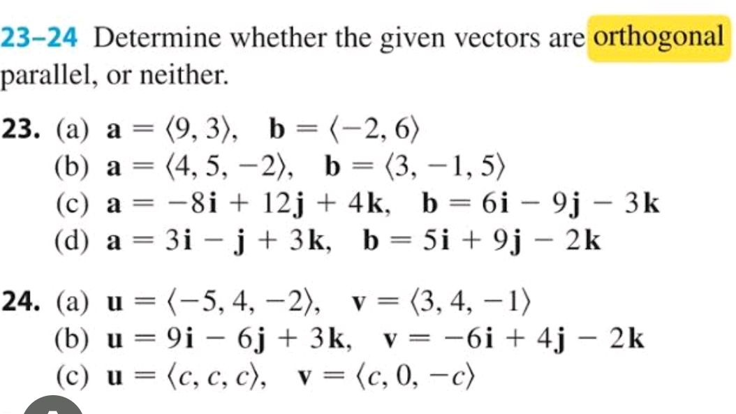 23-24 Determine whether the given vectors | StudyX
