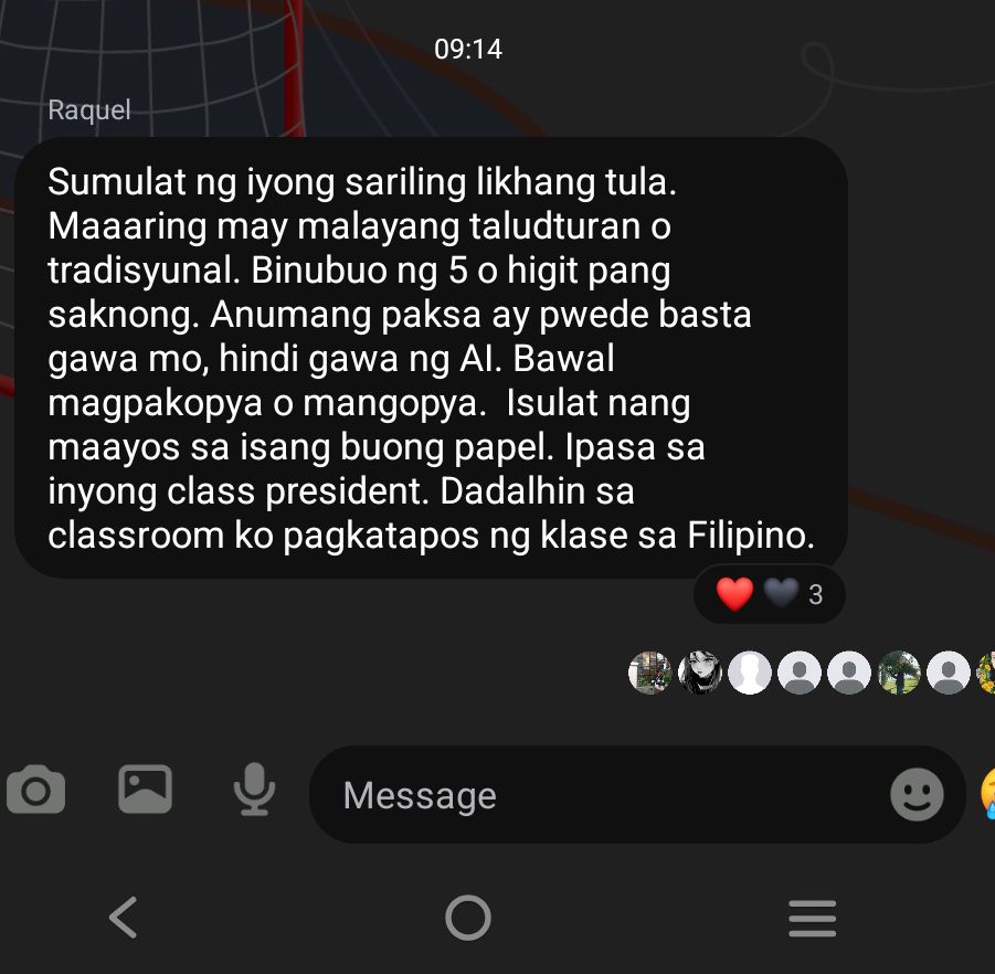 Sumulat ng iyong sariling likhang tula. | StudyX