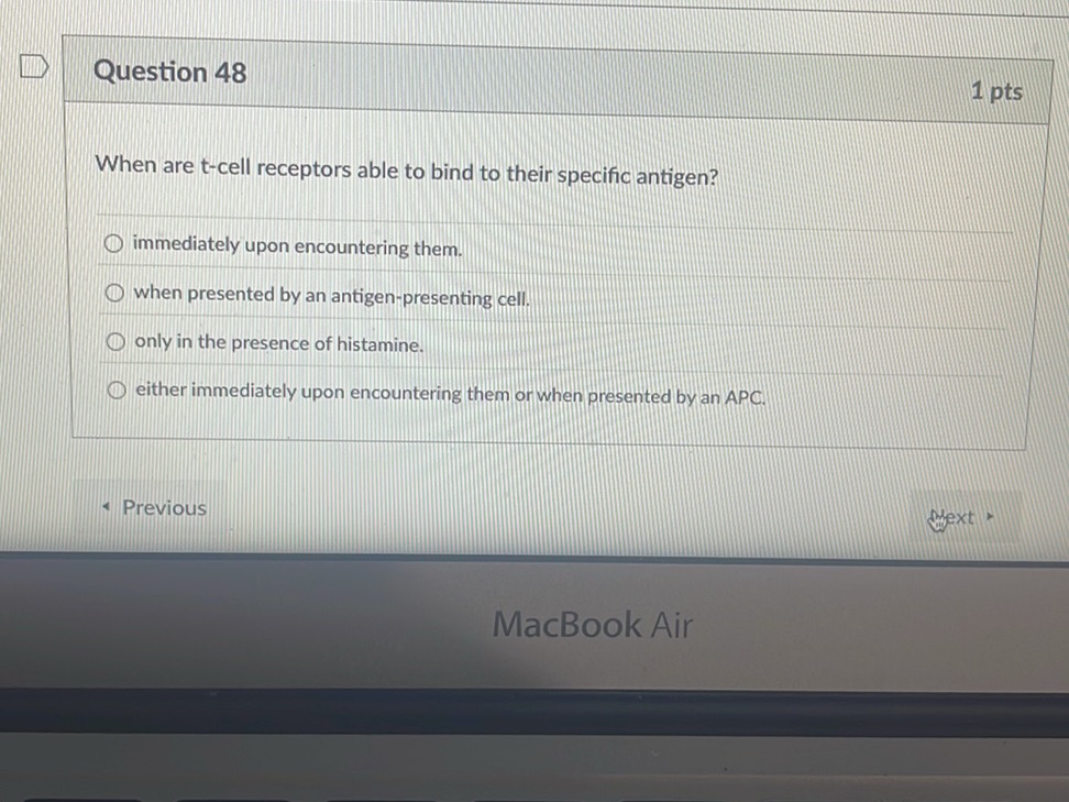 When are t-cell receptors able to bind to | StudyX