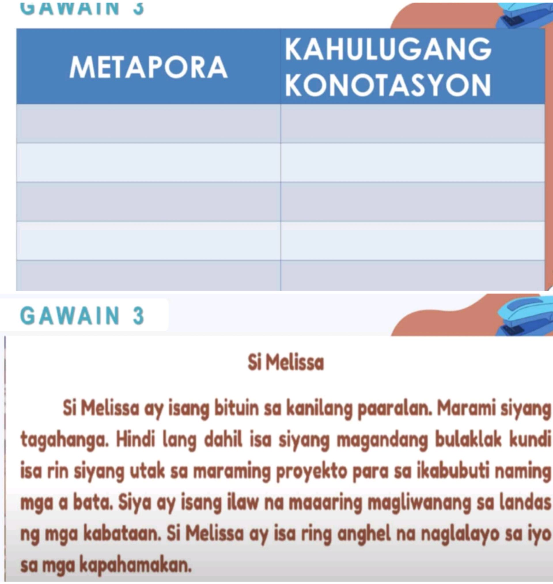 GAWAIN 3 METAPORA KAHULUGANG KONOTASYON | StudyX