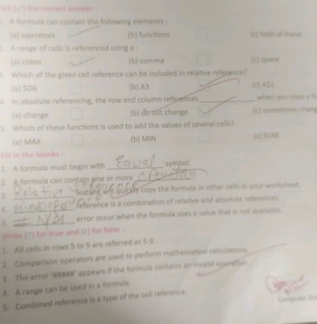 Tick ( ) the correct answer: 1. A formula | StudyX