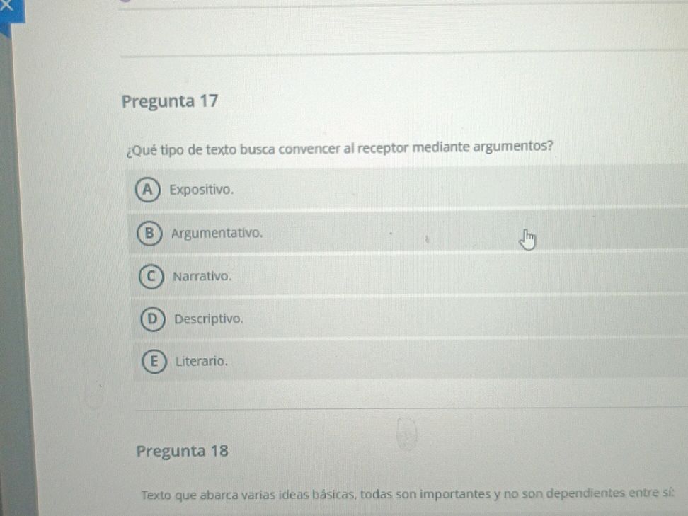 Pregunta 17 ¿Qué tipo de texto busca | StudyX