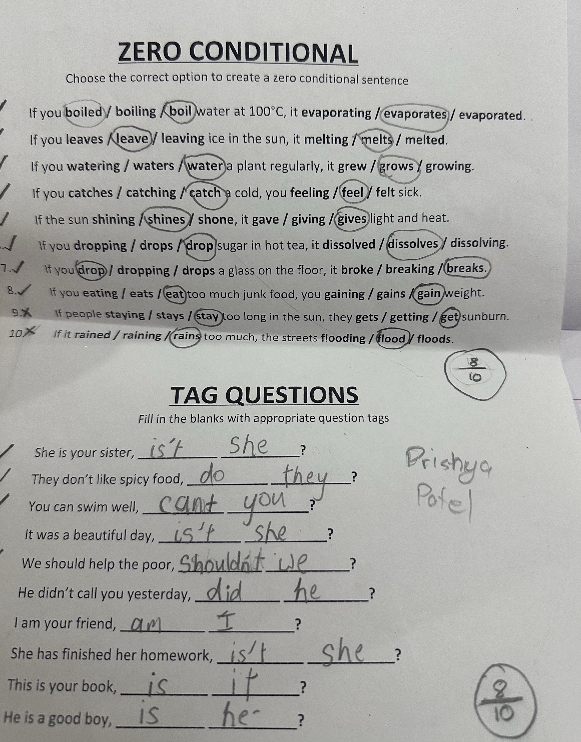 ZERO CONDITIONAL Choose the correct option