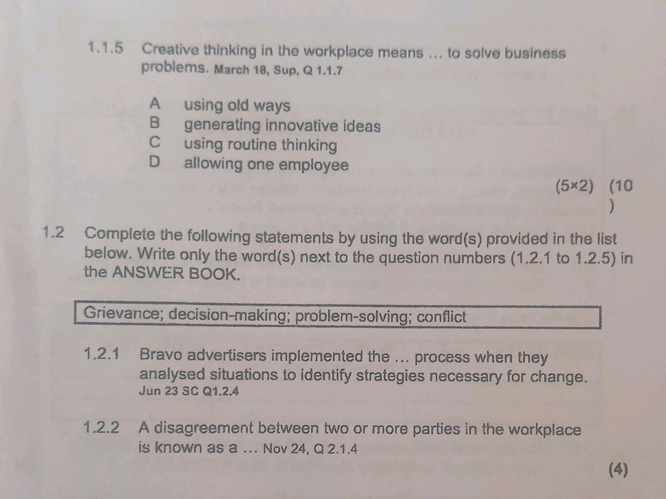 1.1.5 Creative thinking in the workplace | StudyX