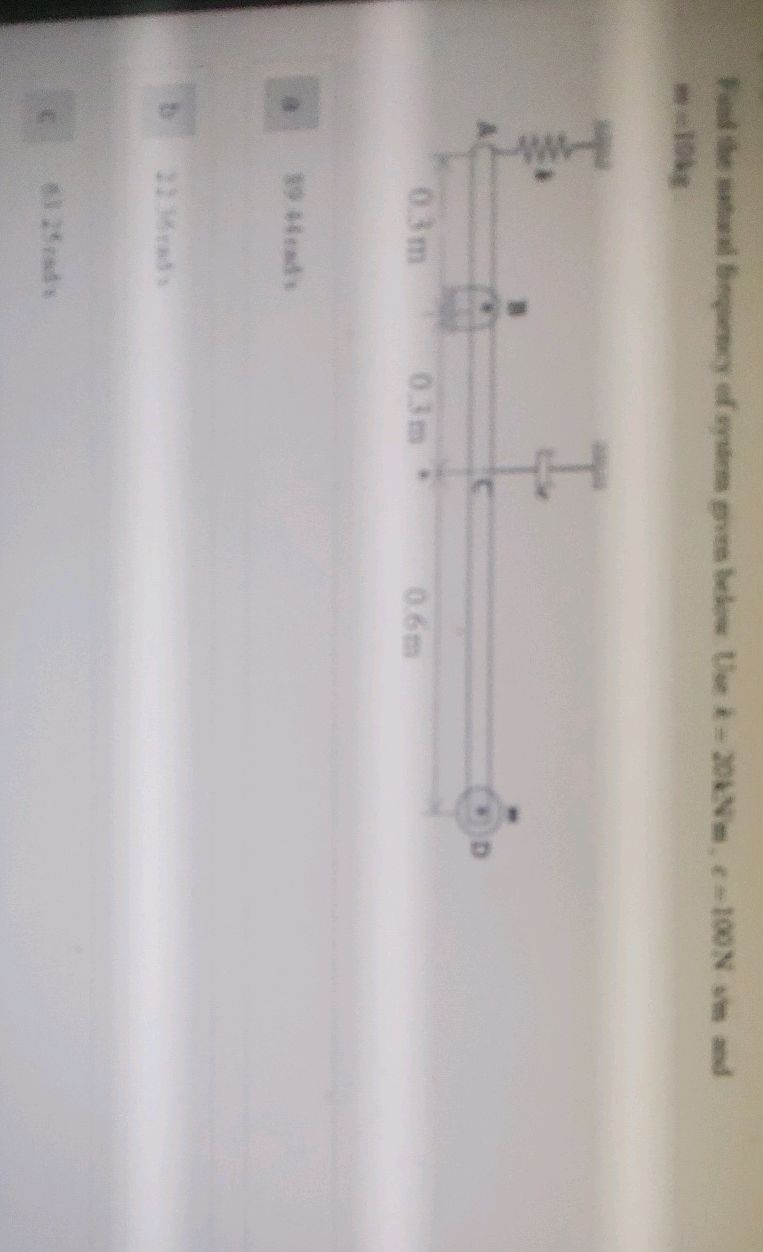 Find the natural frequency of system given | StudyX