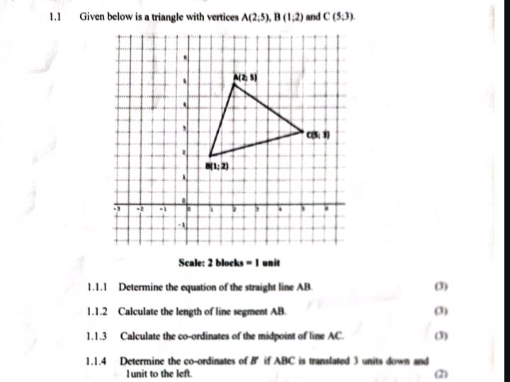1.1 Given below is a triangle with vertices | StudyX