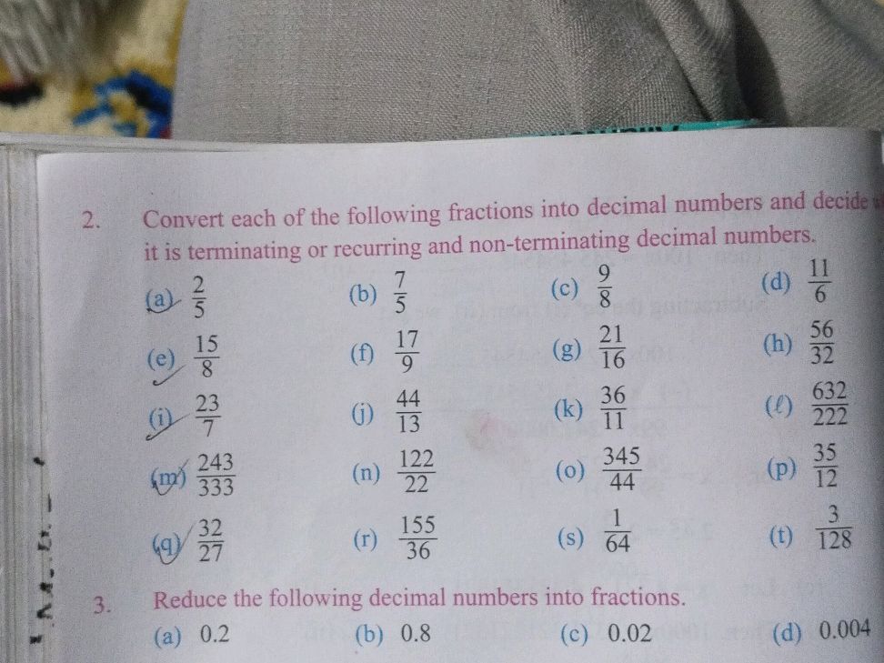 2. Convert each of the following fractions | StudyX