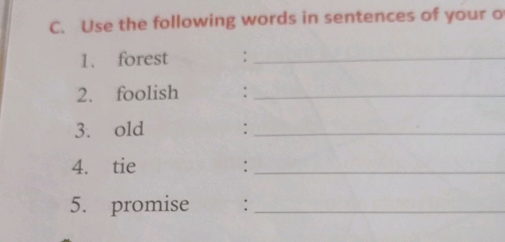 C. Use the following words in sentences of | StudyX
