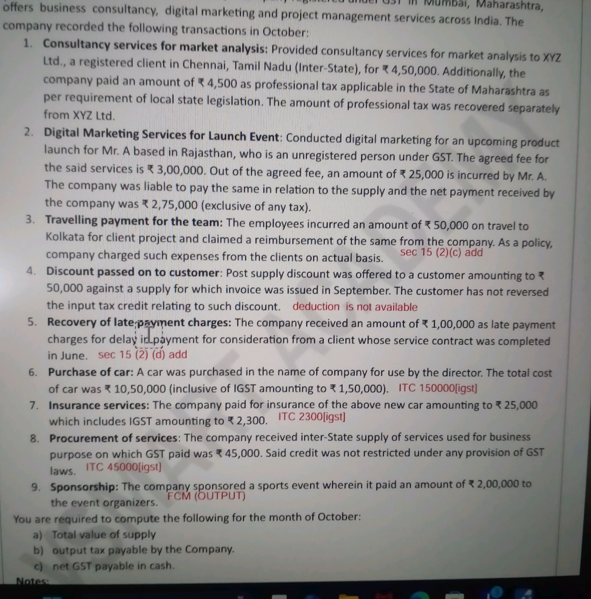 You are required to compute the following | StudyX