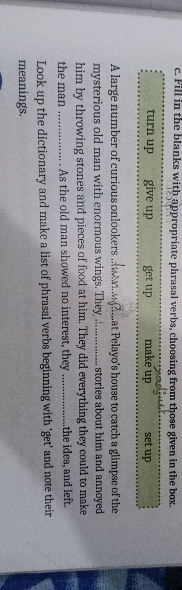 c. Fill in the blanks with appropriate | StudyX