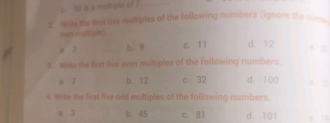 2. Write the first five multiples of the | StudyX