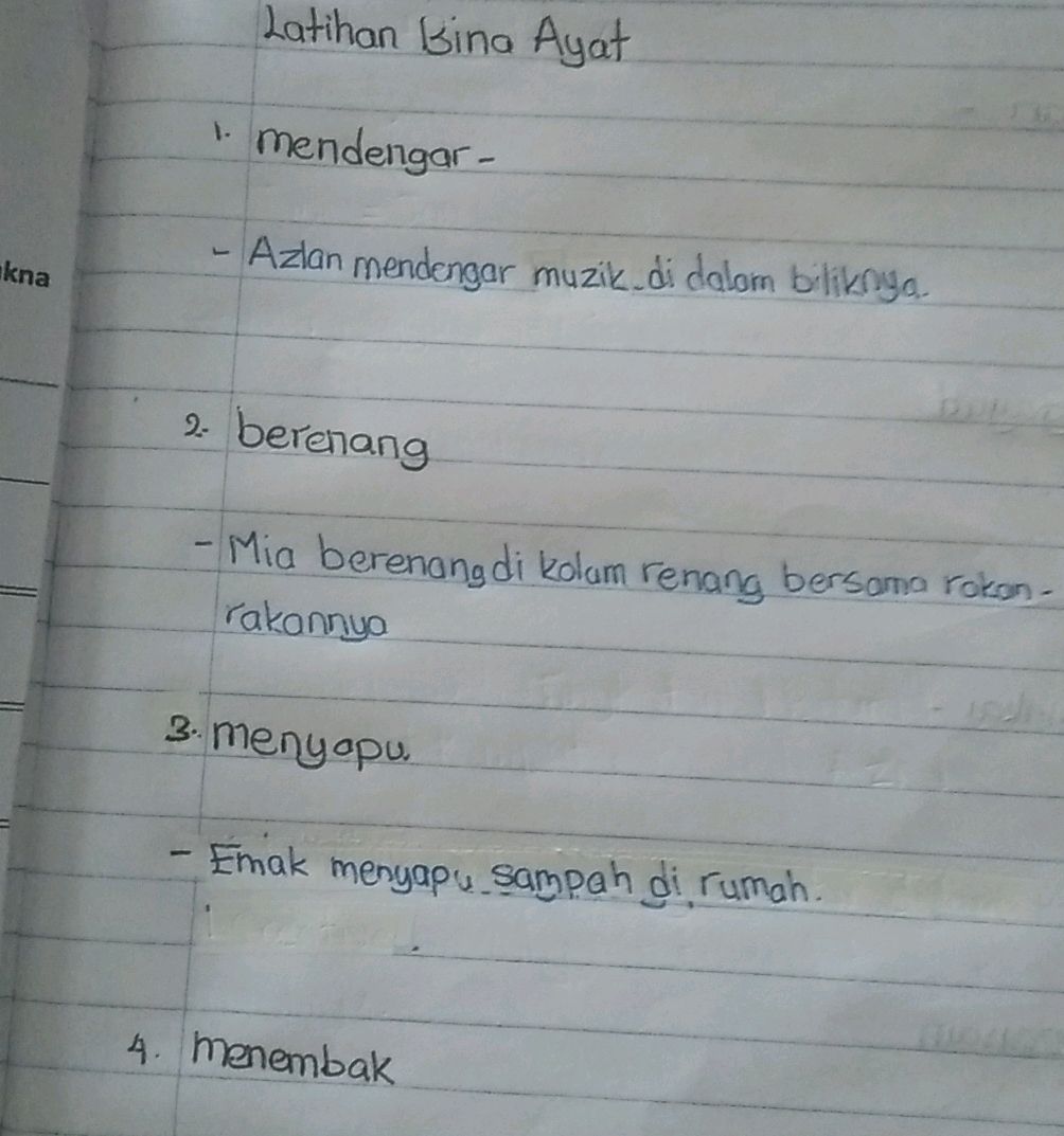 Latihan Bina Ayat 1. mendengar- - Azlan | StudyX