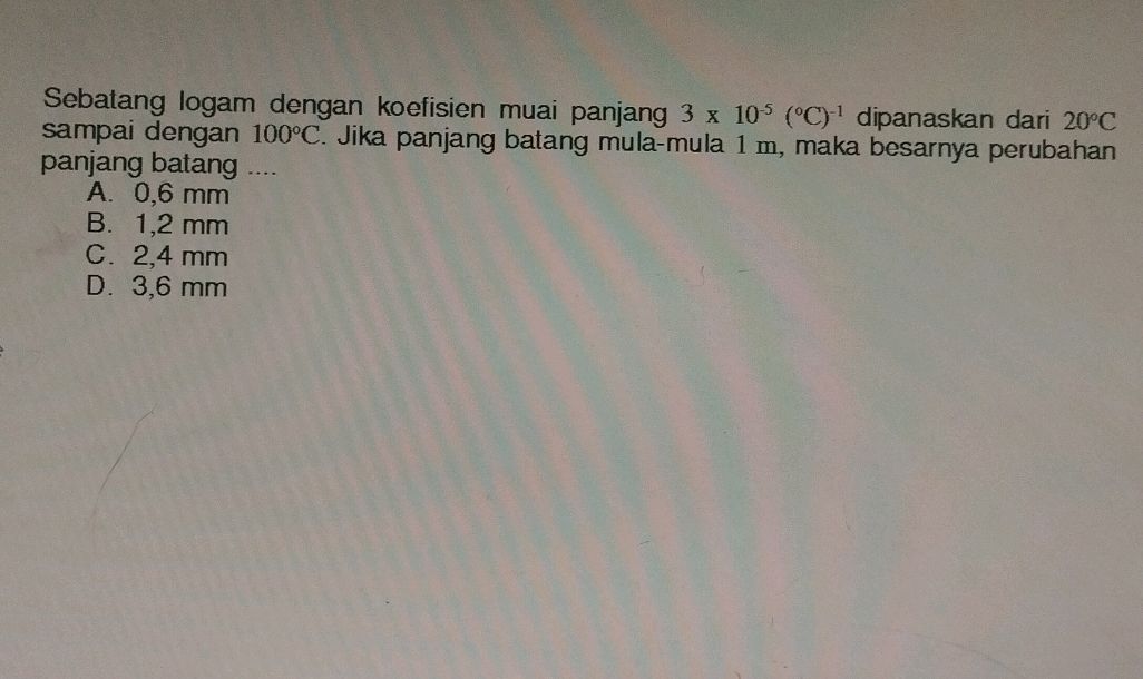 Sebatang logam dengan koefisien muai panjang | StudyX