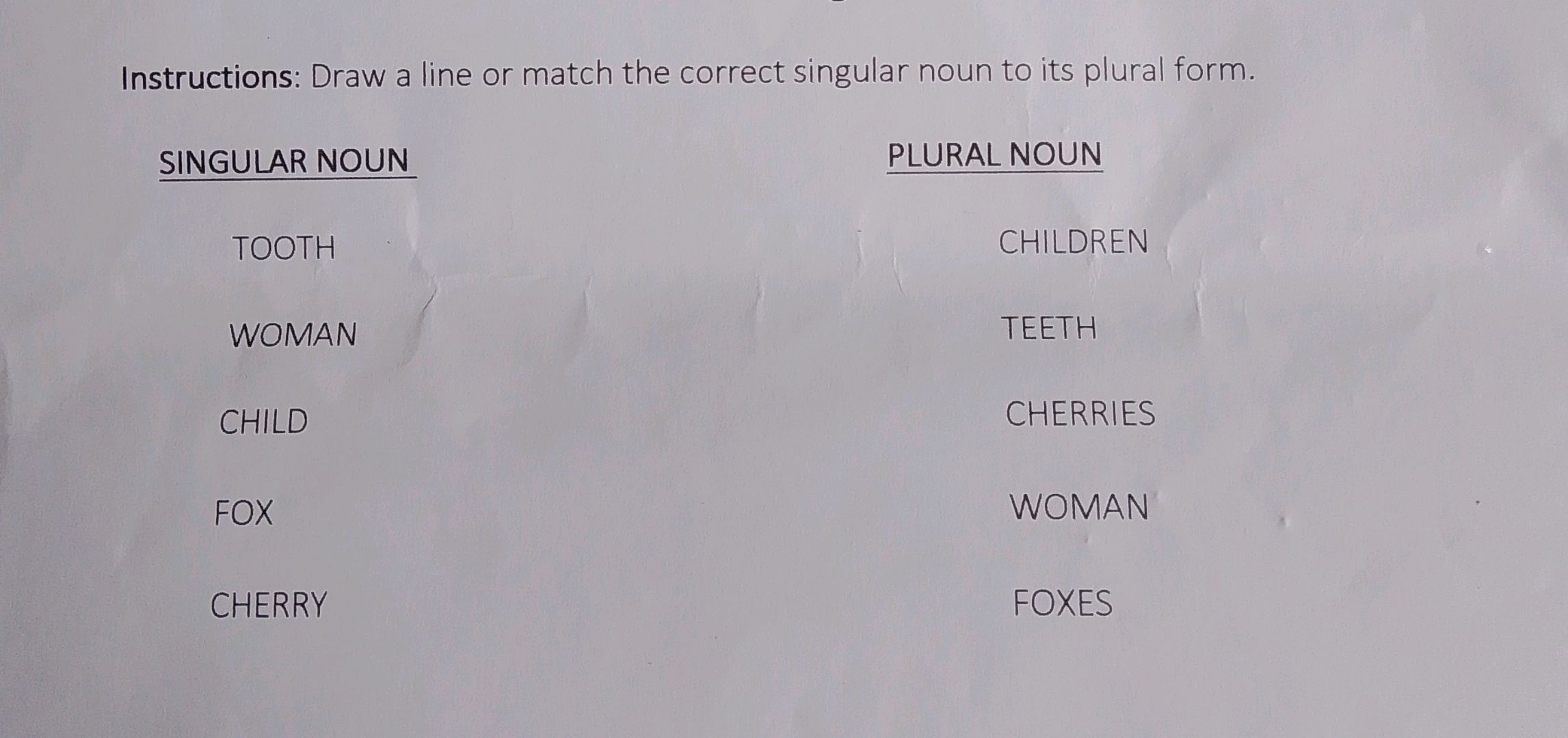 Instructions: Draw a line or match the | StudyX