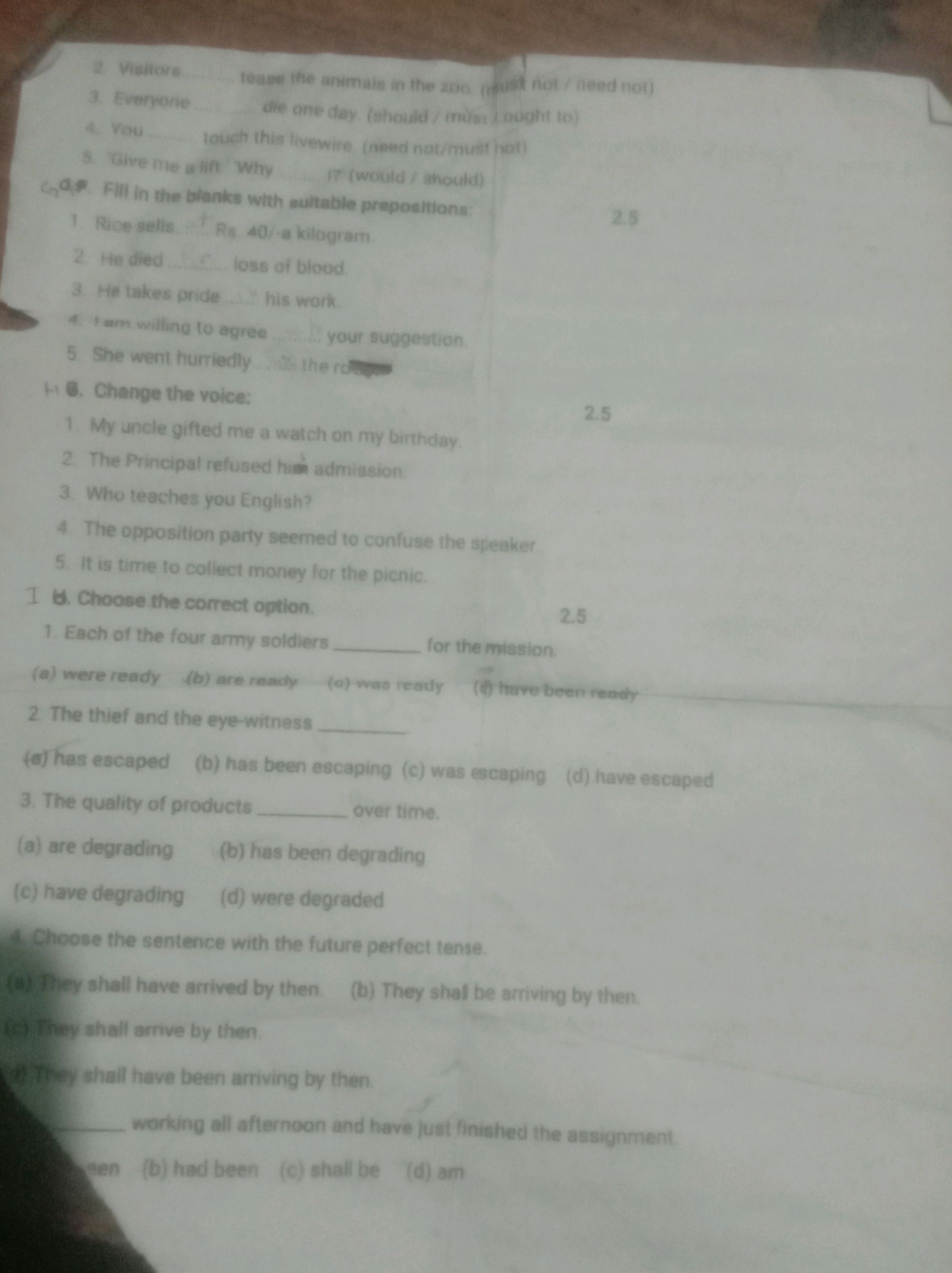 G. Fill in the blanks with suitable