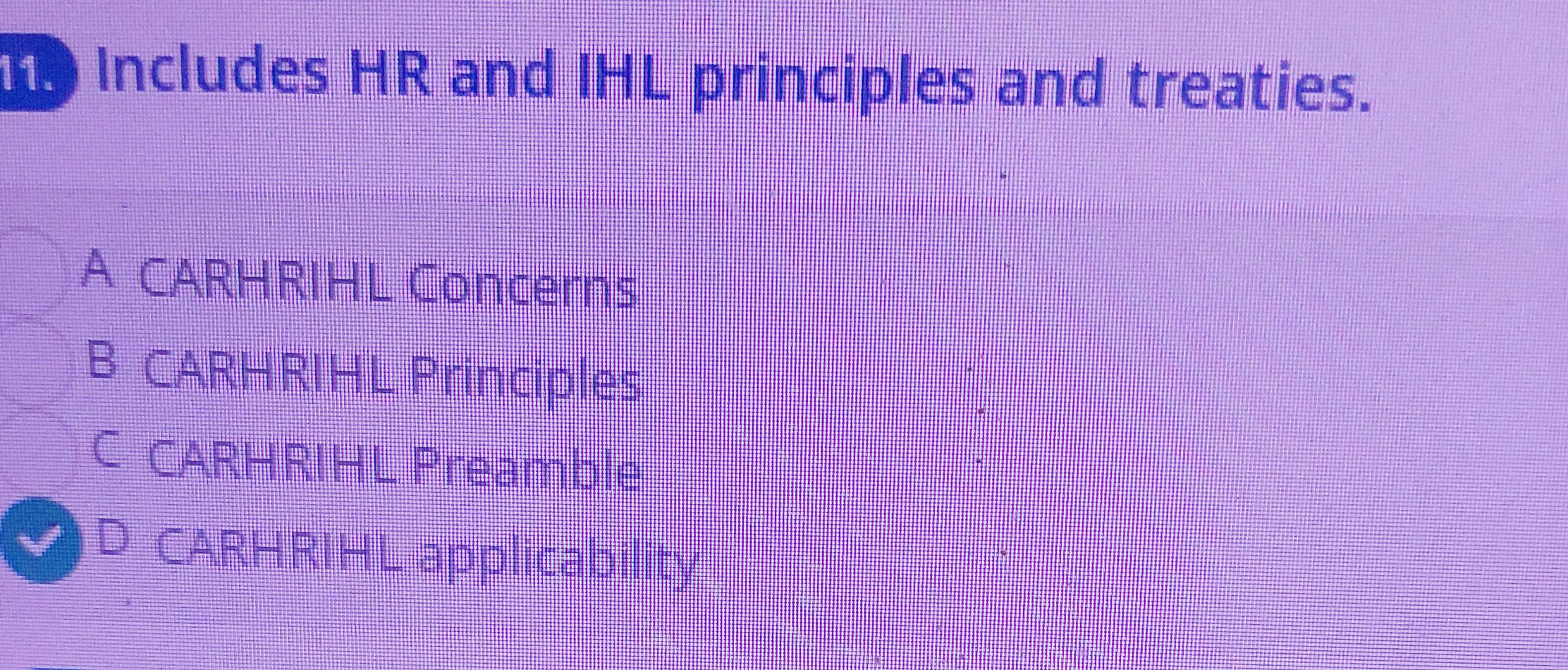 11. Includes HR and IHL principles and | StudyX