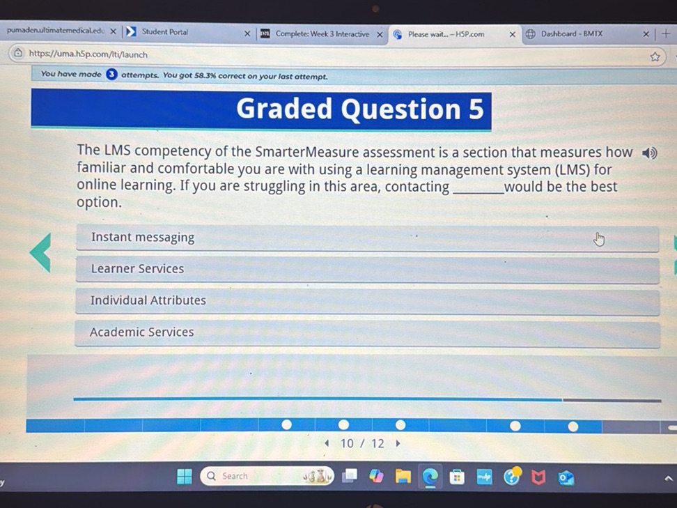 The LMS competency of the SmarterMeasure