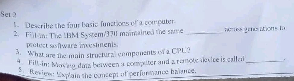 1. Describe the four basic functions of a | StudyX