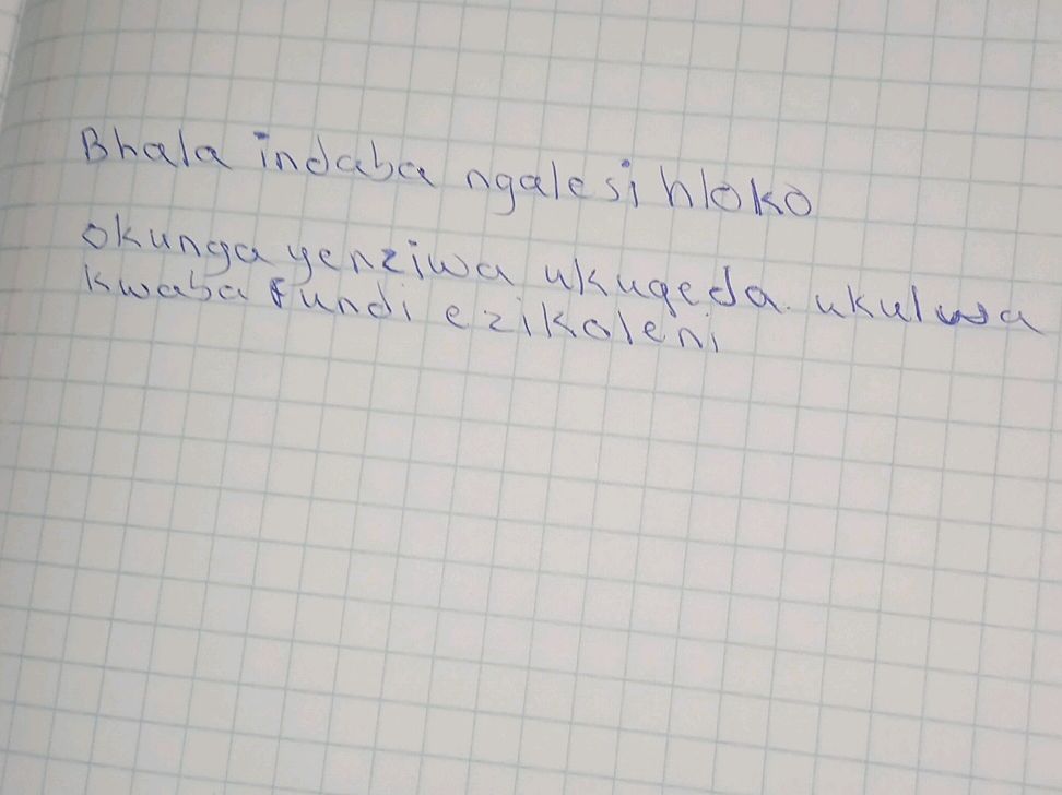 Bhala indaba ngalesi hloko okunga yenziwa
