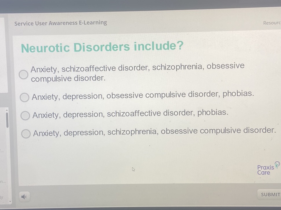Neurotic Disorders include? Anxiety, | StudyX