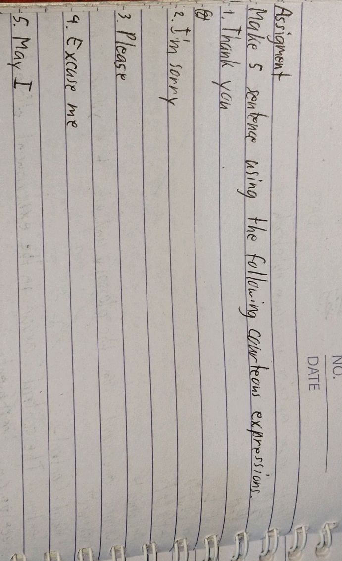 Make 5 sentences using the following