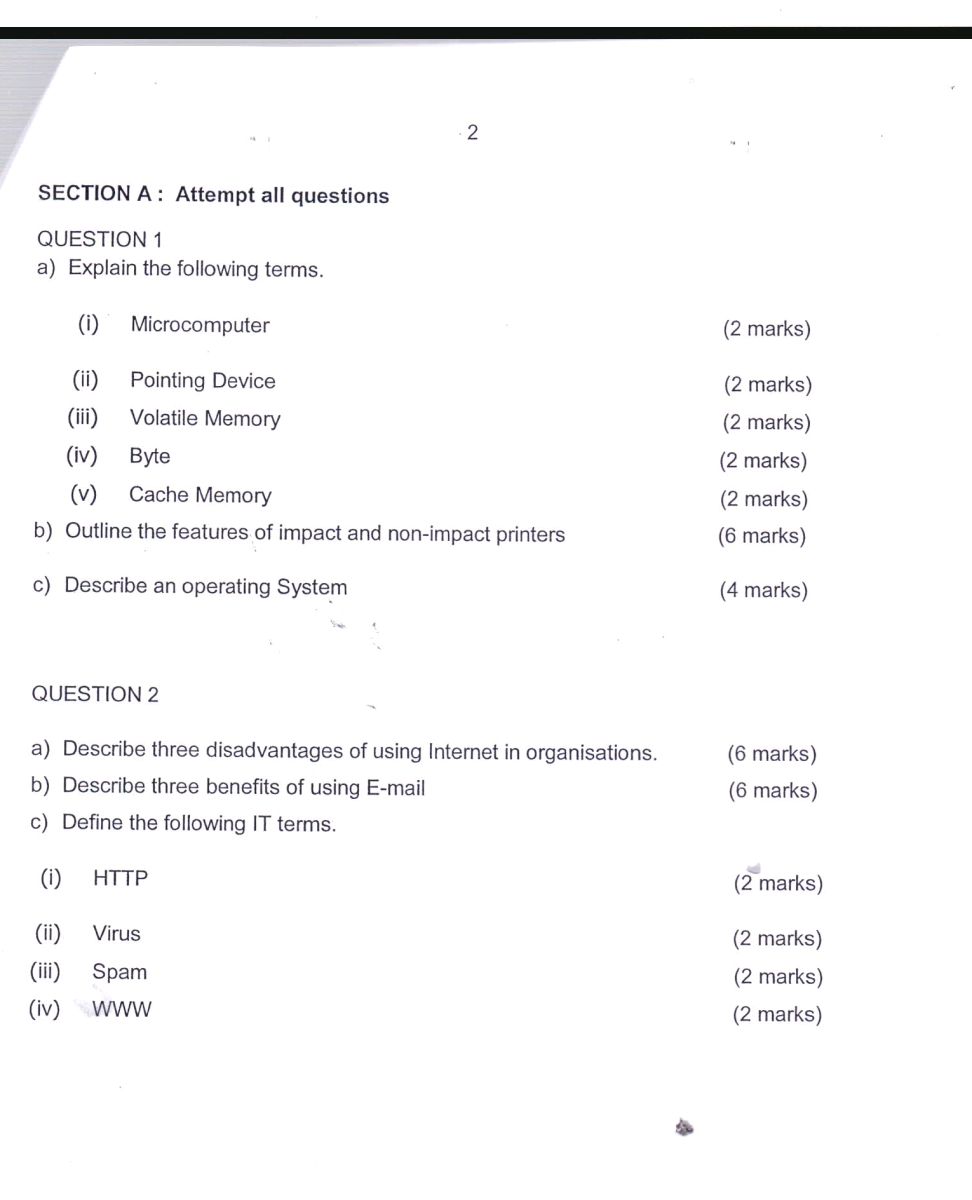 SECTION A: Attempt all questions QUESTION 1 | StudyX