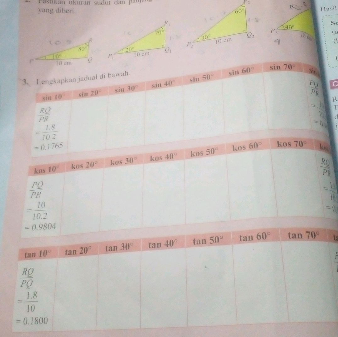 3. Lengkapkan jadual di bawah. | sin 10° | | StudyX