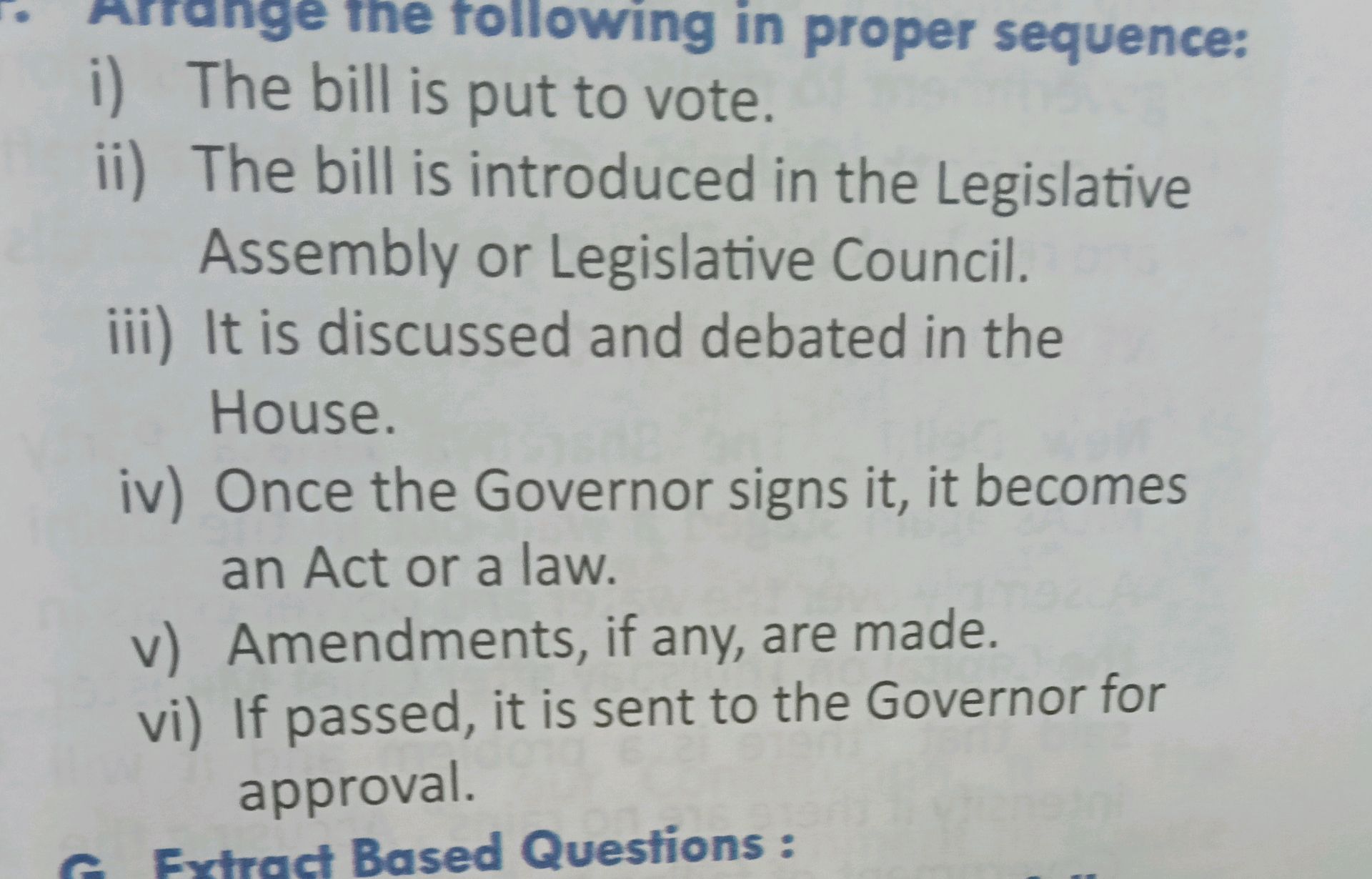 Arrange the following in proper sequence: | StudyX