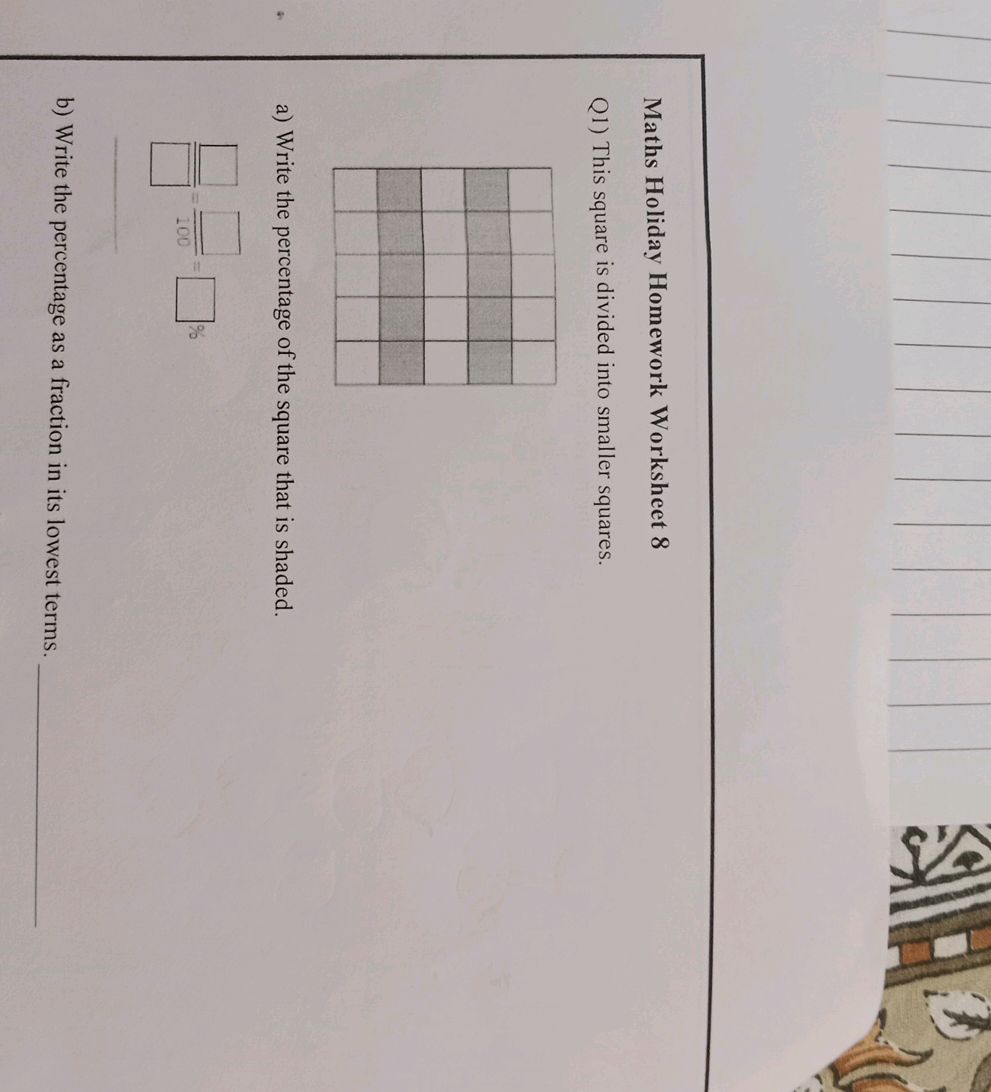 Q1) This square is divided into smaller