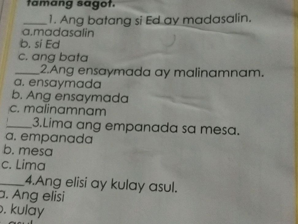1. Ang batang si Ed ay madasalin. | StudyX