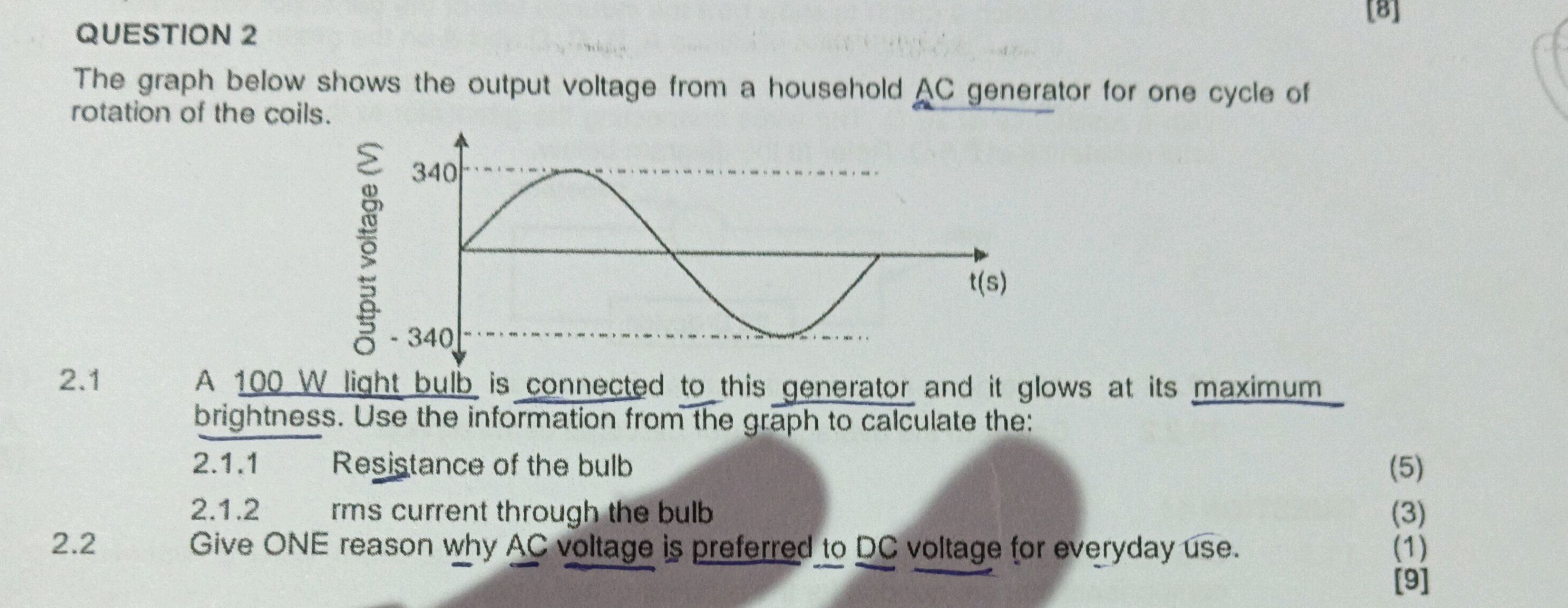 QUESTION 2 The graph below shows the output | StudyX