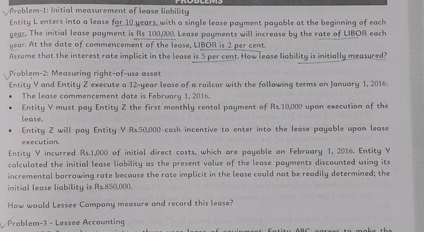 Problem-1: Initial measurement of lease | StudyX