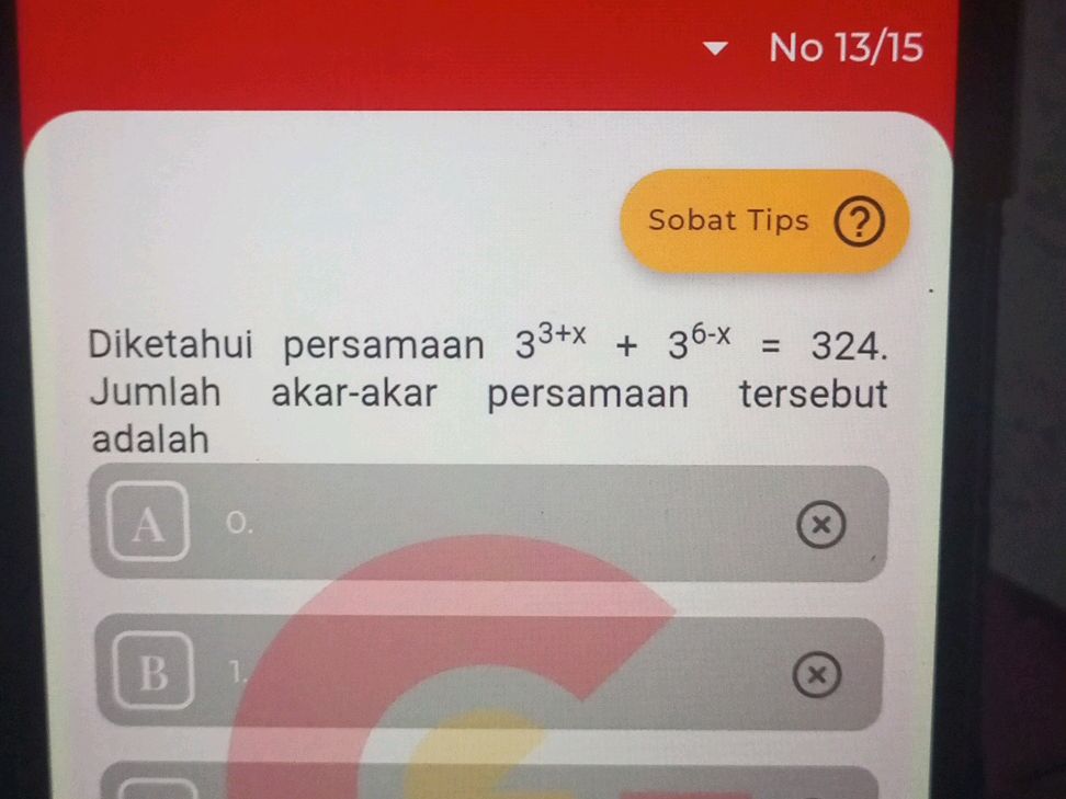 Diketahui persamaan $3^{3+x} + 3^{6-x} = | StudyX