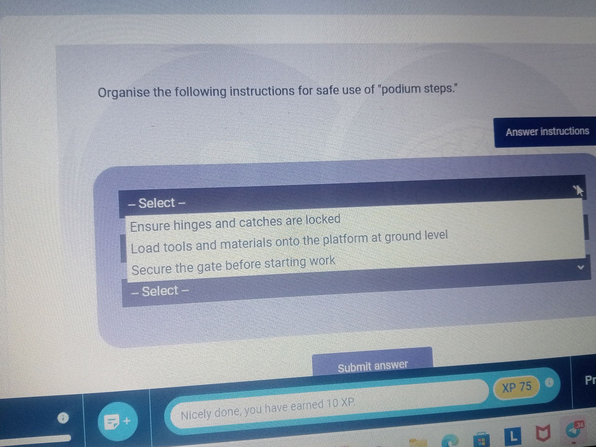 Organise the following instructions for safe | StudyX