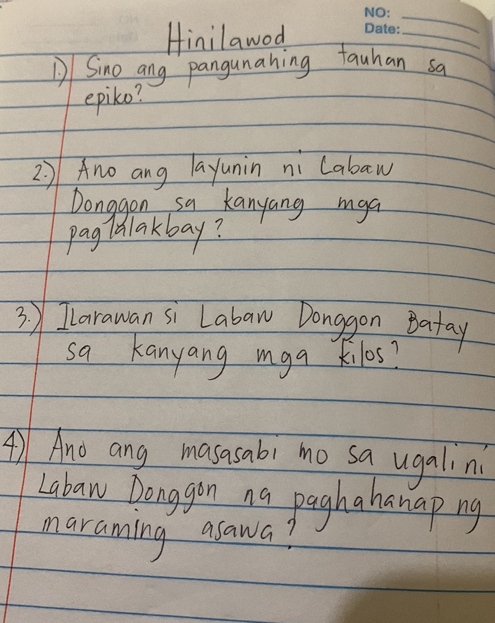 1.) Sino ang pangunahing tauhan sa epiko? | StudyX