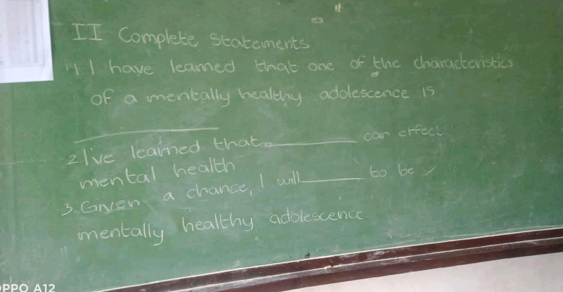 II Complete Statements 1. I have learned | StudyX