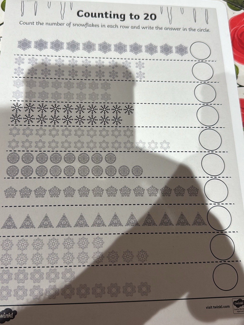 Count the number of snowflakes in each row | StudyX