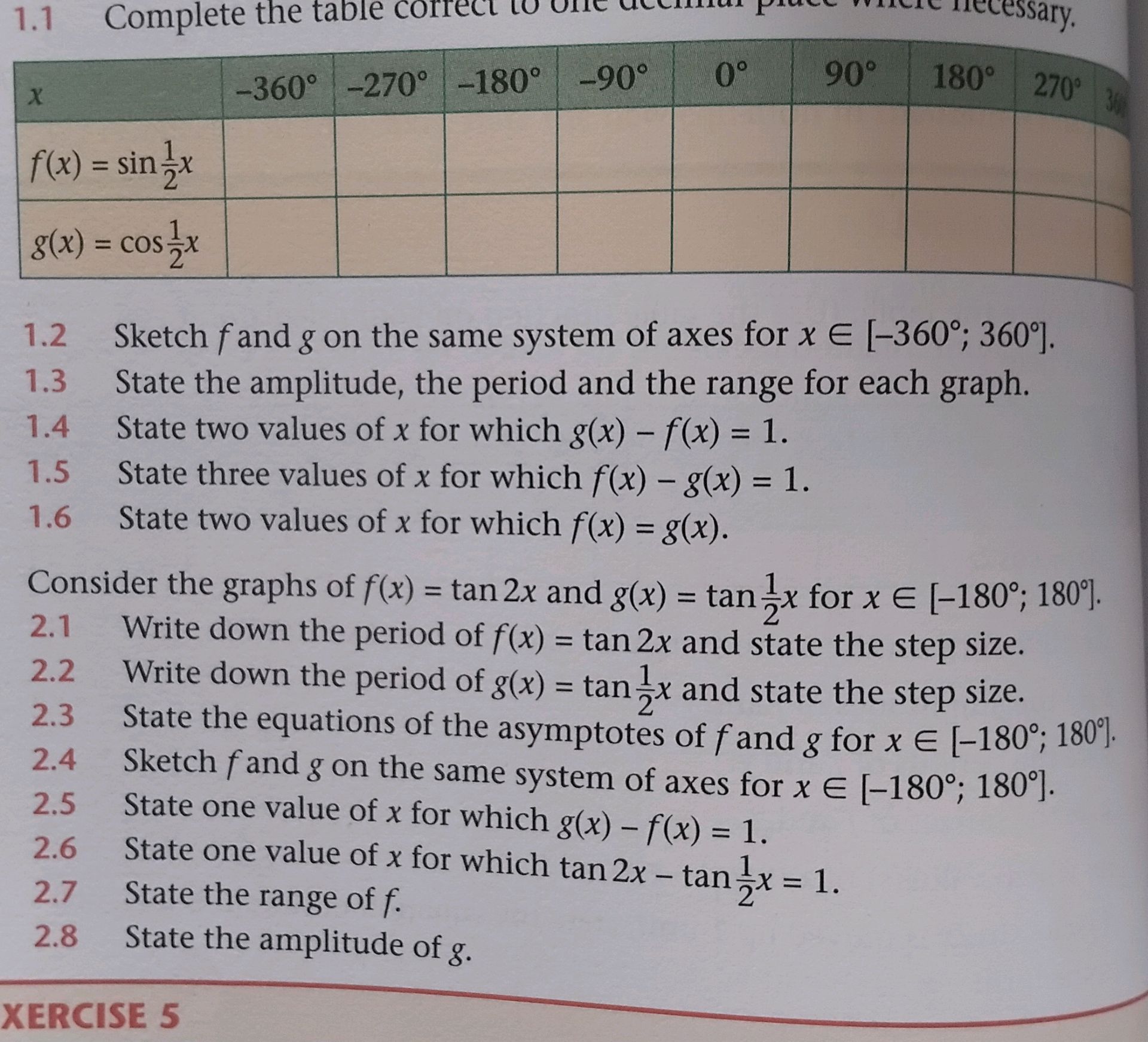 1.1 Complete the table correct to one | StudyX