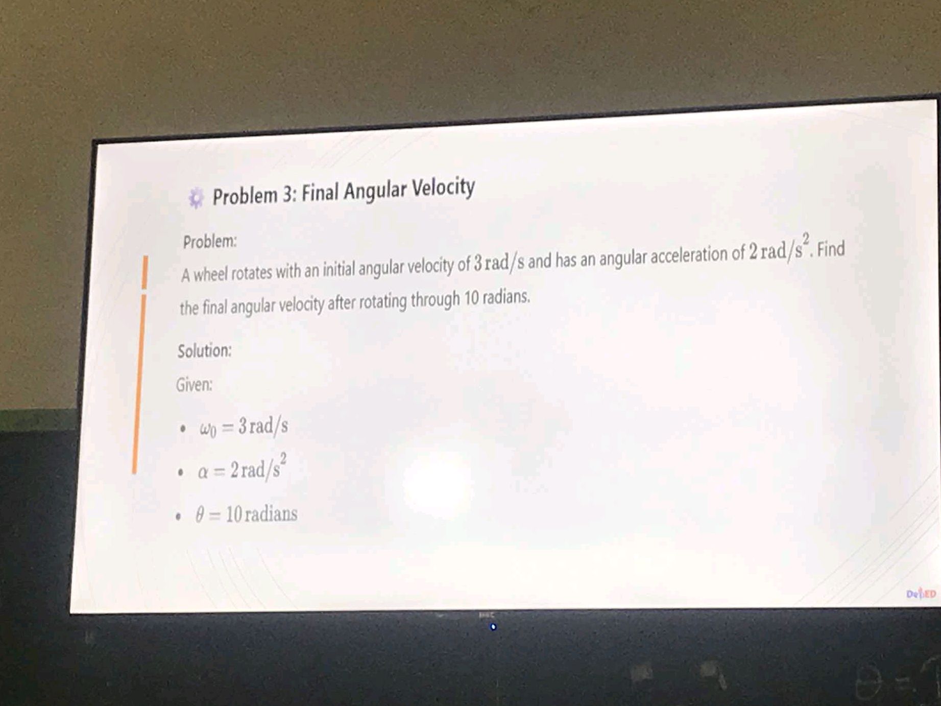Problem 3: Final Angular Velocity Problem: | StudyX