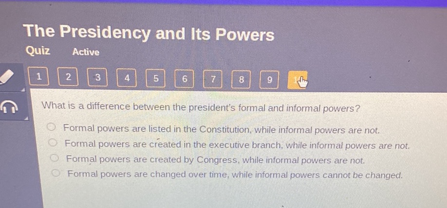 What is a difference between the president's | StudyX