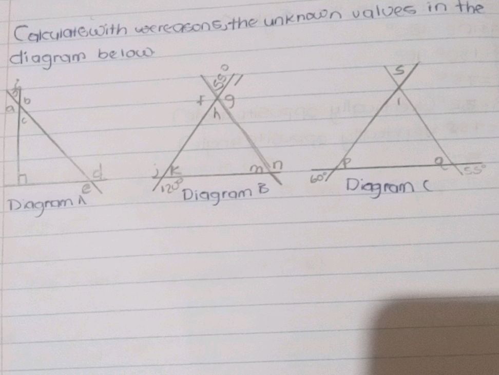 Calculate with wereasons, the unknown values