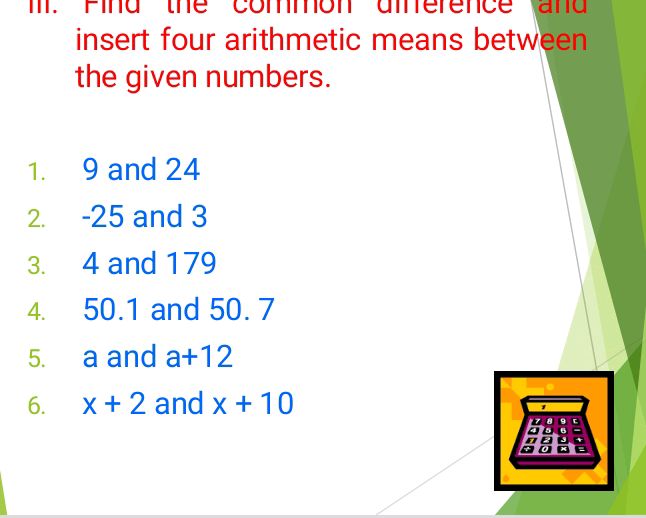 Find the common difference and insert four | StudyX