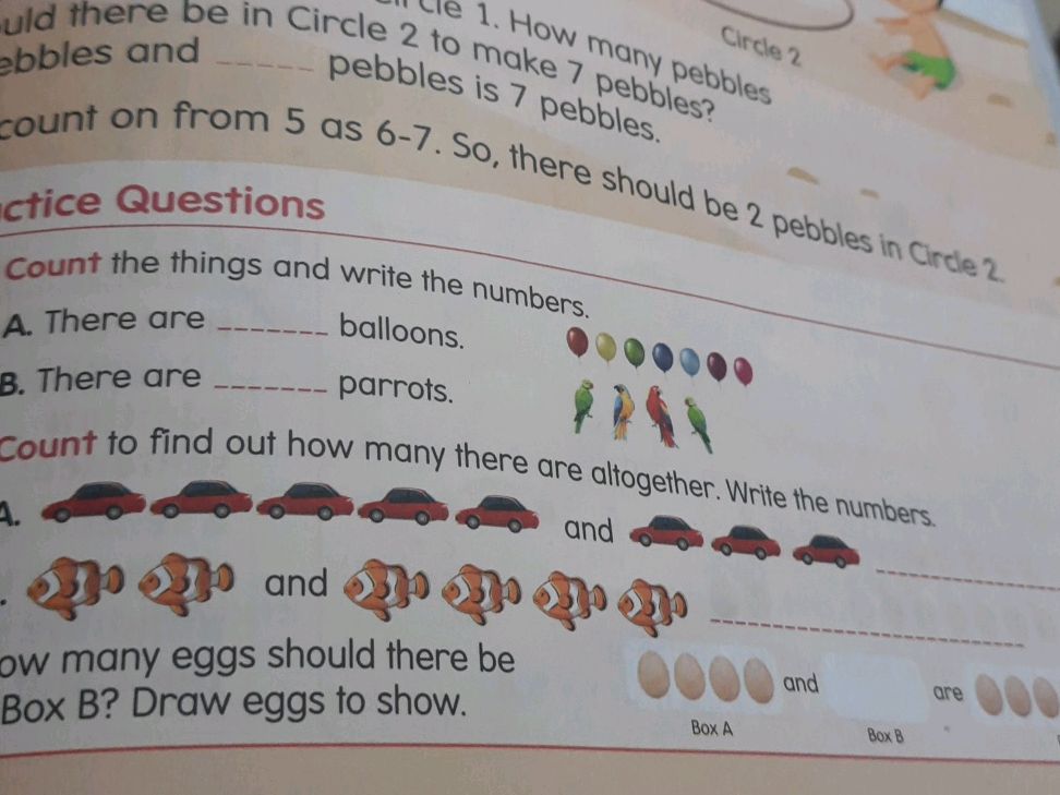 Count the things and write the numbers. A.